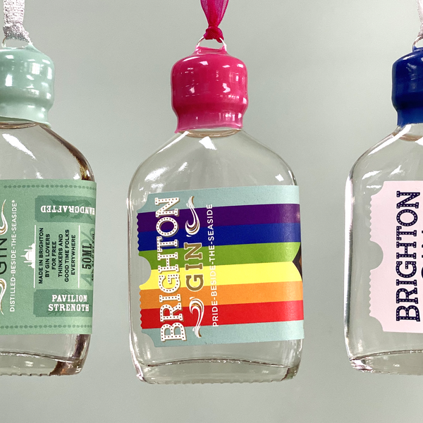 Decorative 50ml Mini Brighton Gin hanging bottle